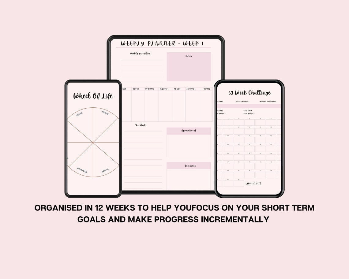 Digital Wellness Planner | 12-week Year Calendar | Goal Setting & Habit ...