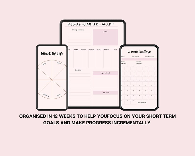 Digital Wellness Planner | 12-week Year Calendar | Goal Setting & Habit ...