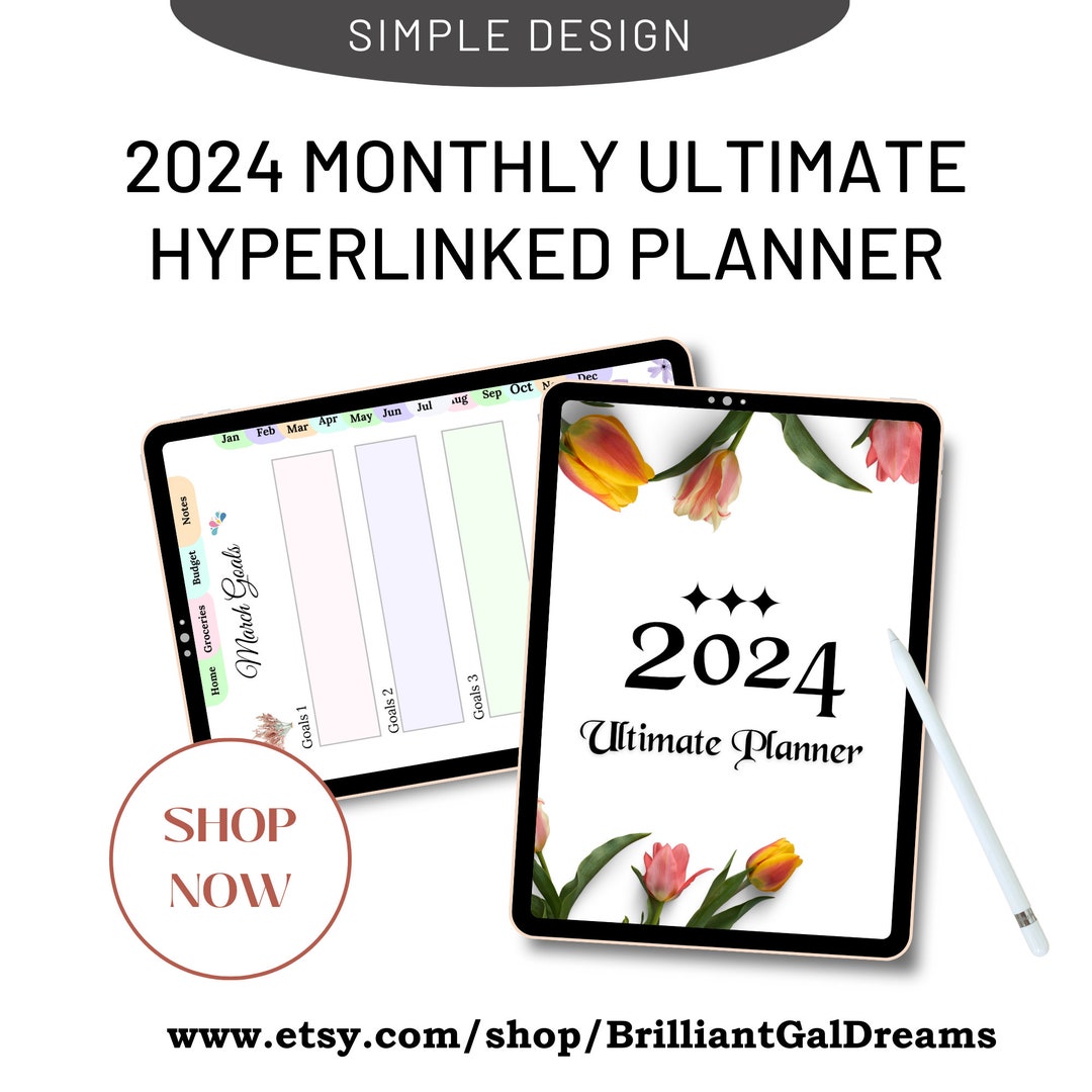 2024 Ultimate Monthly Hyperlinked Digital Calendar, Hyperlinked Monthly ...