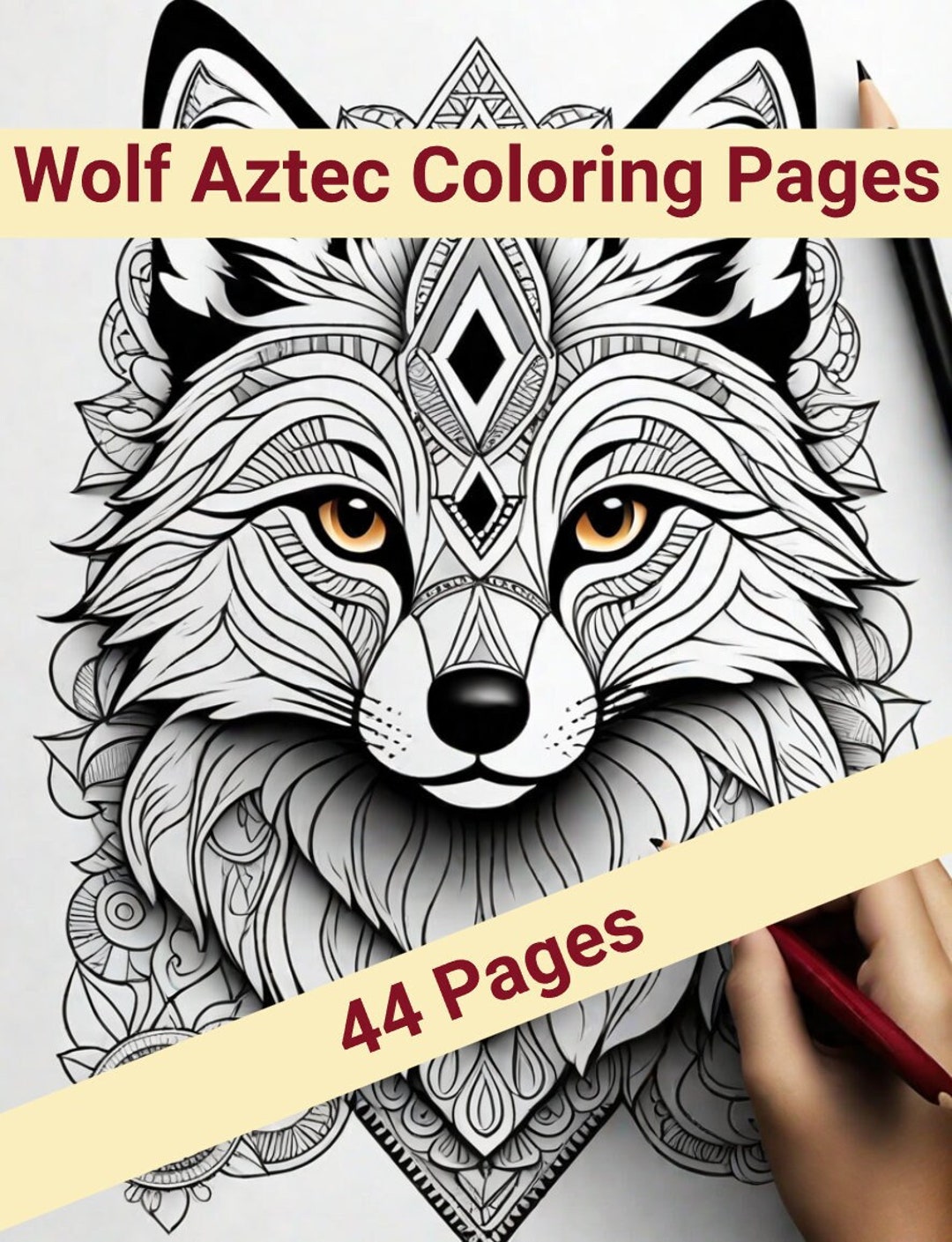Aztec Wolf Coloring Pages Set: 44 Unique Designs for Endless Creativity ...
