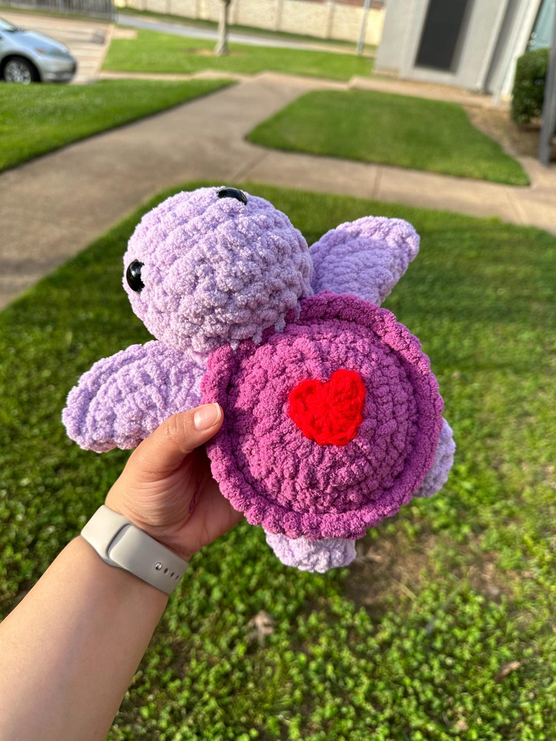 Purple Turtle, Crochet Turtle, Turtle Plushie, Heart Turtle Plushie ...