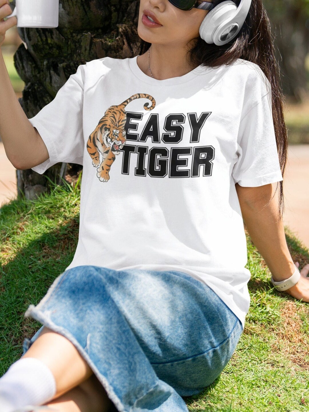 Trendy Easy Tiger T Shirt Vintage Inspired Tee Edgy Apparel Mens Tiger ...