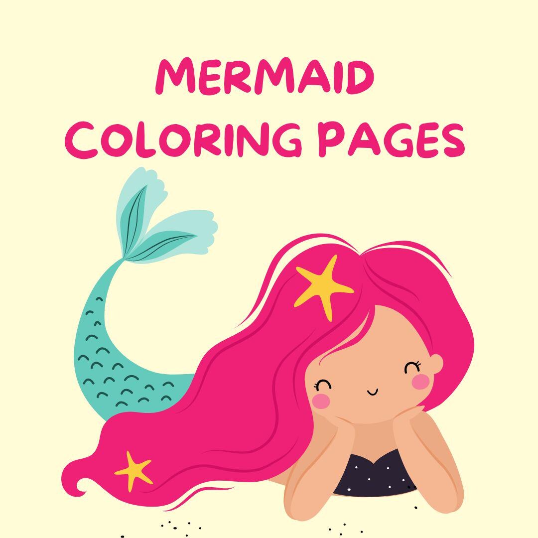 Mermaid Coloring Pages for Kids - Instant Download . 5 Fun Printable ...