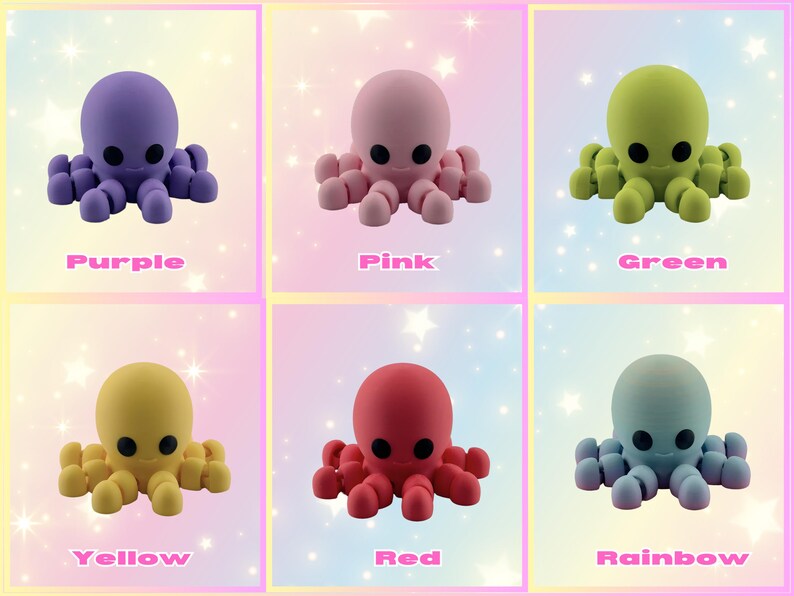 Articulated 3D Printed Baby Octopus Toys | Sensory Fidget Toys | Eco ...