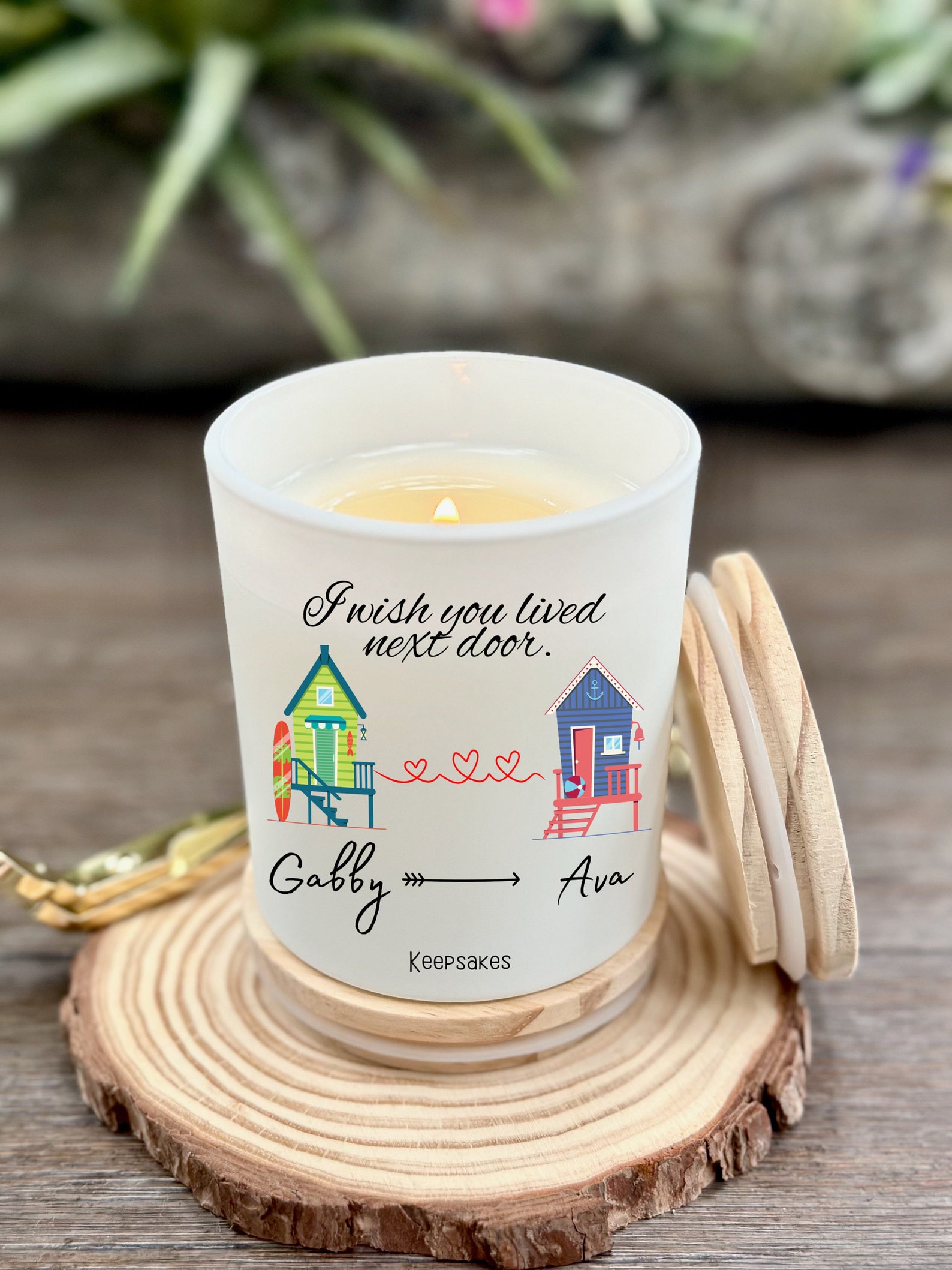 Custom Long-distance Friendship Candle - Personalized Names, 8oz Beach ...