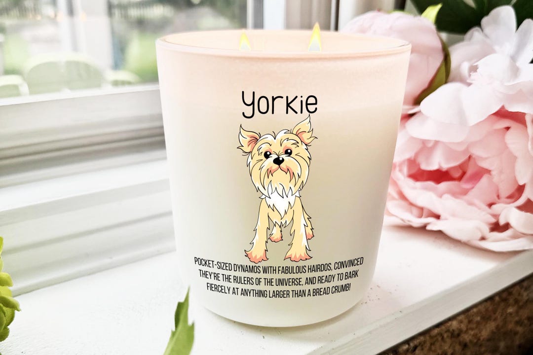 Yorkie Dog Candle - Large 14oz Candle - Dog's Name and Funny Traits ...
