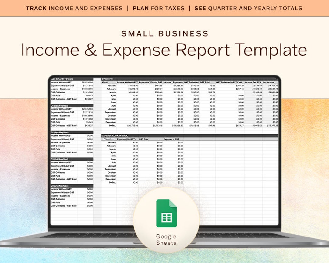 Small Business Income & Expenses Report Template - Etsy