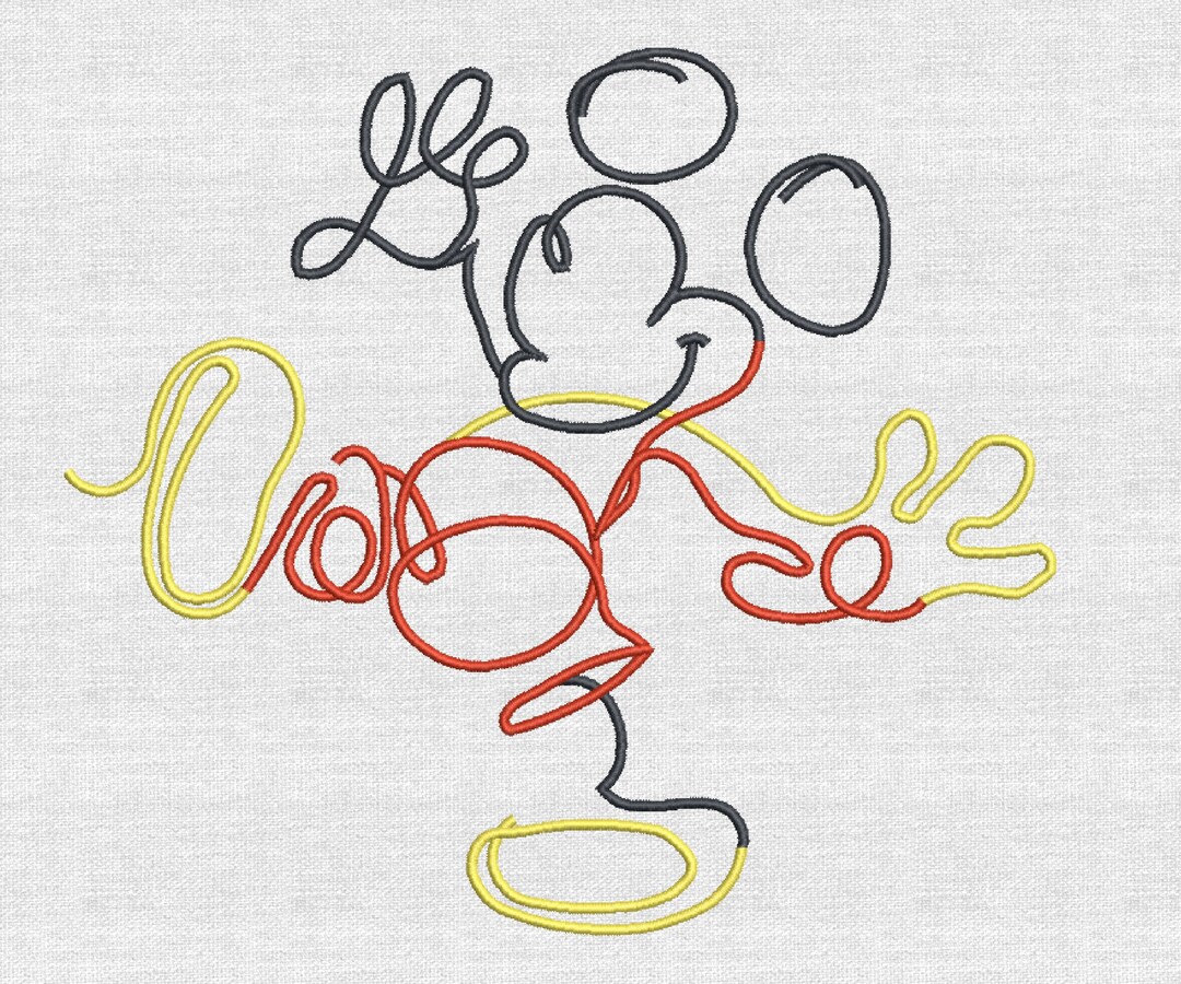 Mickey Line Art Machine Embroidery Design | Mulitple Sizes and Formats ...