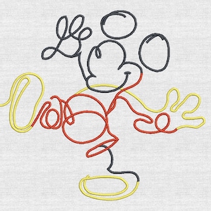Mickey Line Art Machine Embroidery Design | Mulitple Sizes and Formats ...