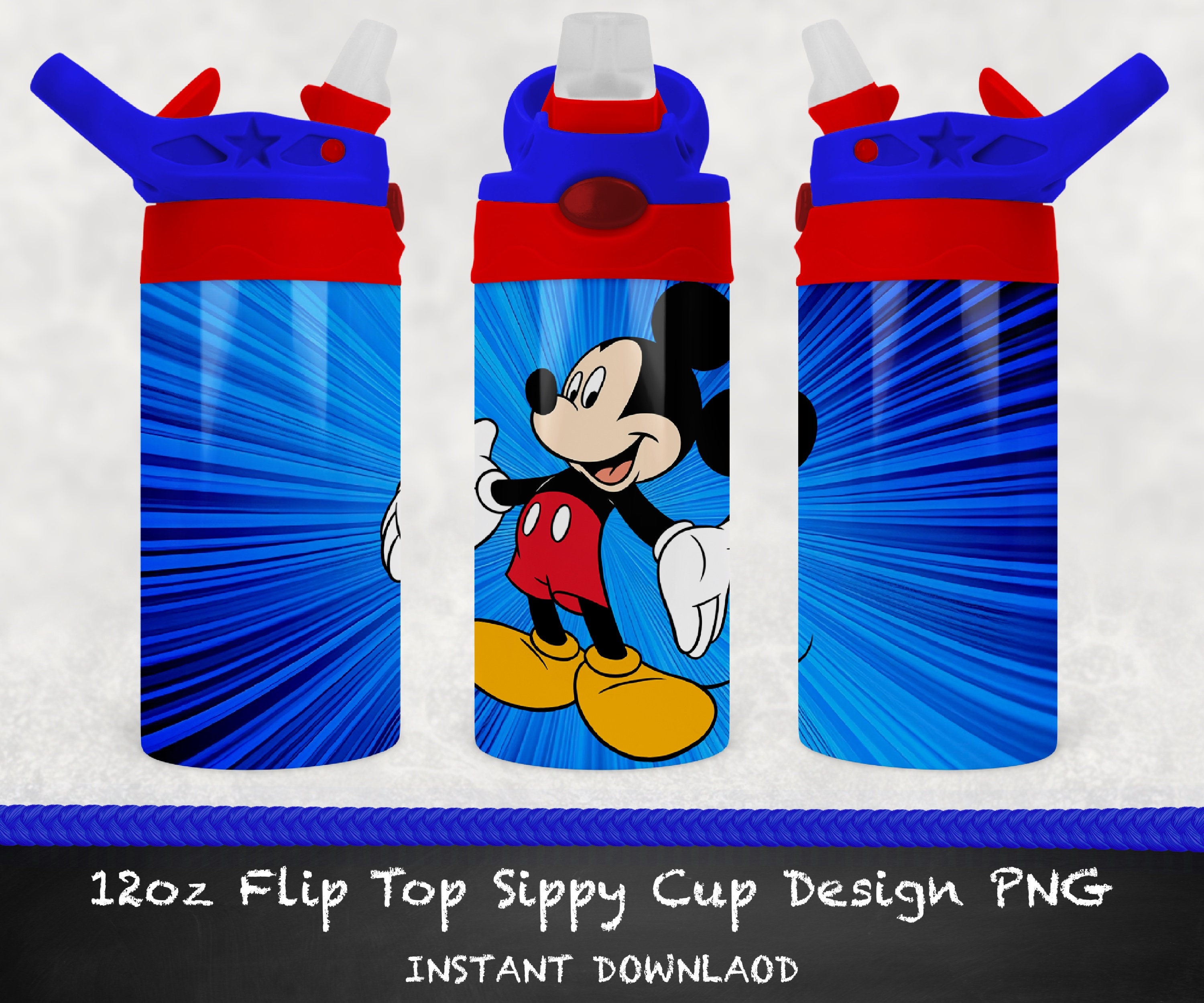 Mickey Blue Starburst 12 Oz Flip Top | Sublimation PNG | Sublimation ...