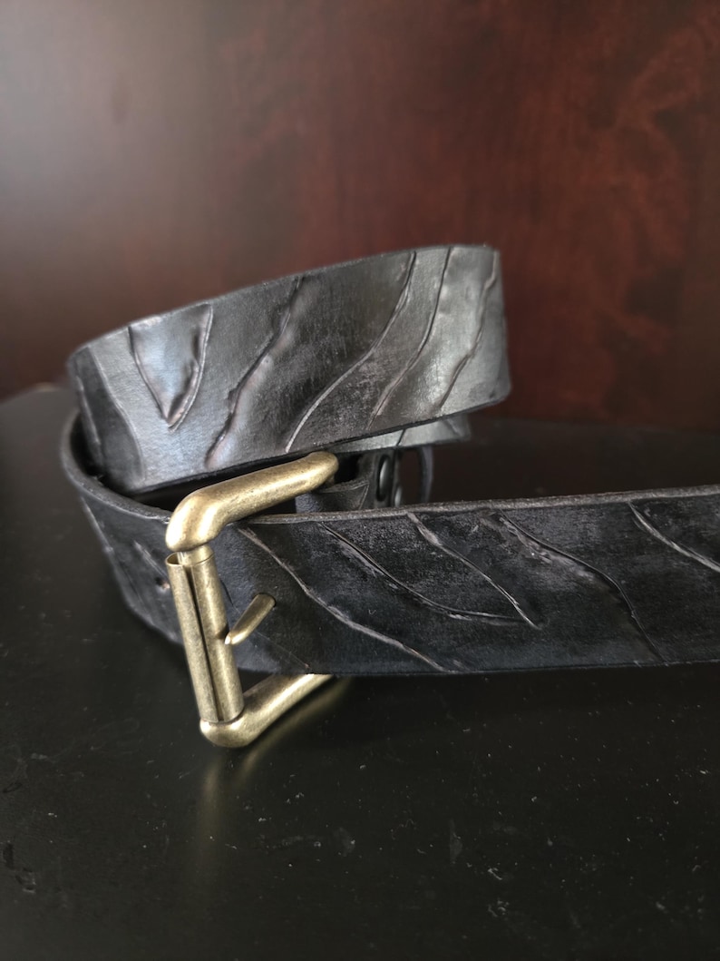 Distressed Handmade Black on Black Tiger Stripe Belt (made to Your Size ...
