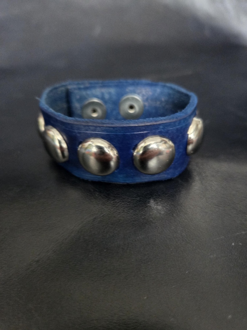 Blue Leather Wrist Cuff. - Etsy
