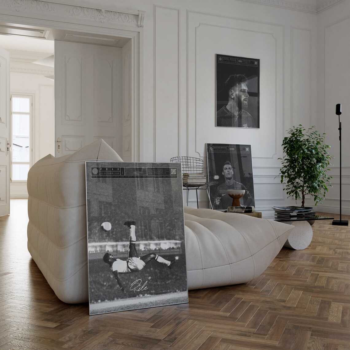 Custom Soccer Player Art Print: Brutalist Black and White Poster ...