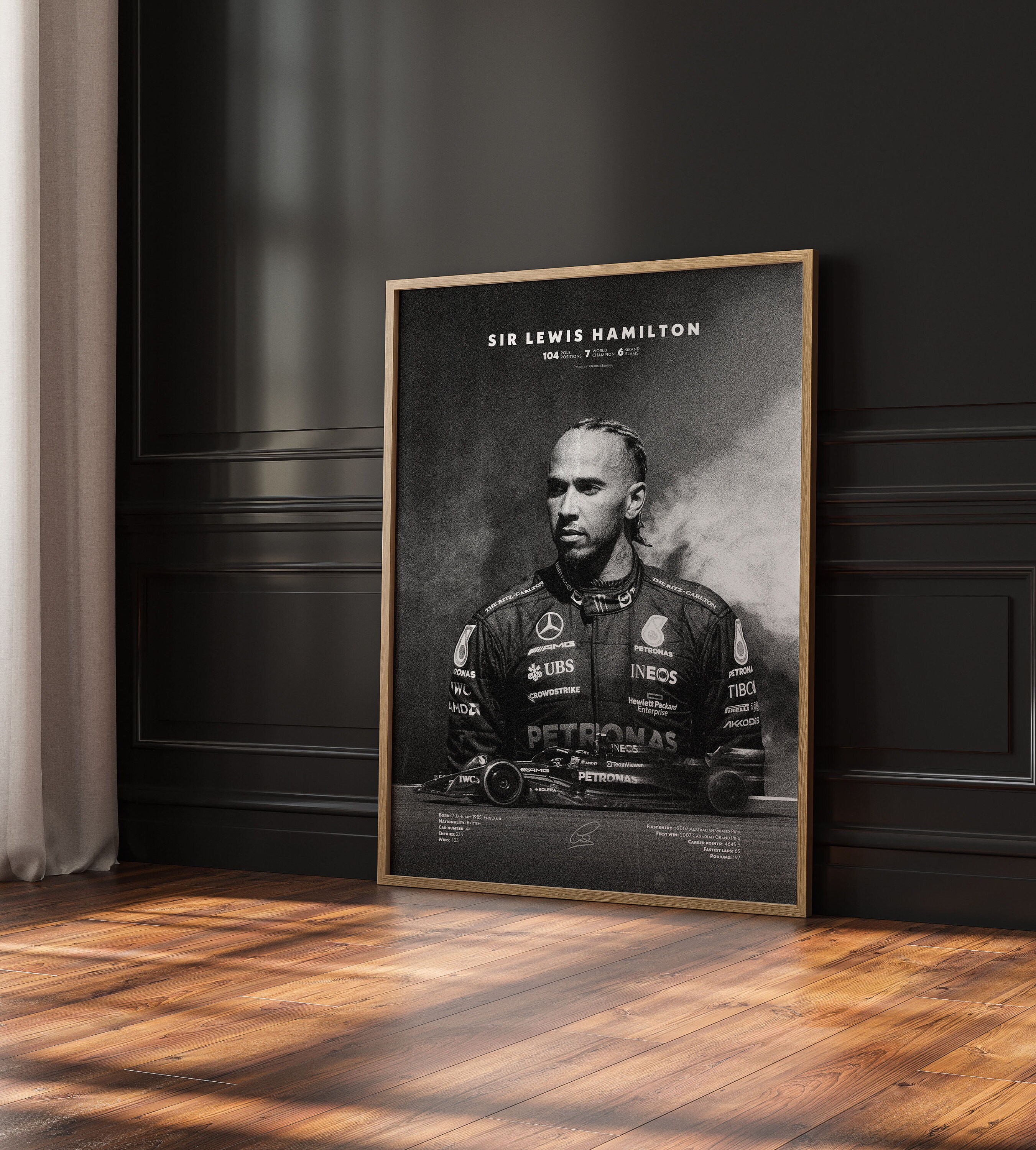 Lewis Hamilton Poster, Formula 1 Prints, Automotive Wall Art, Cars ...