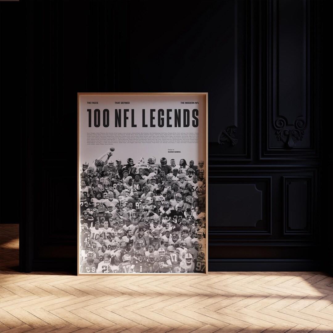 100 NFL Legends, Sports Print, NFL Poster, Gift for Him, Football Decor ...