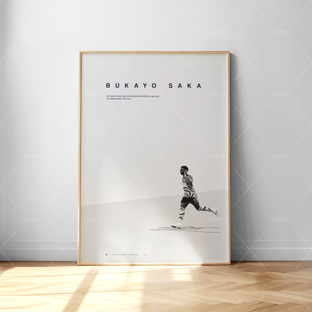 Bukayo Saka Soccer Poster: Mid-century Modern Sports Print (digital ...