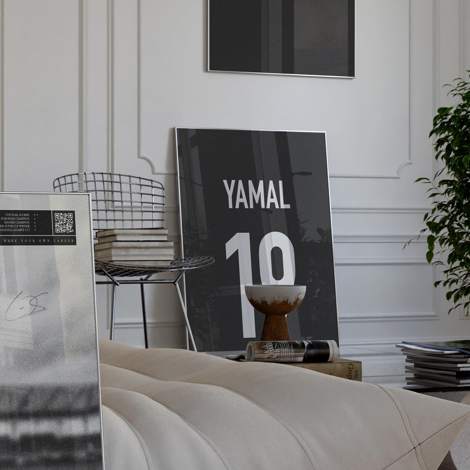 Lamine Yamal Poster Bundle, Soccer Art Print, Football, Monochrome, Mid ...