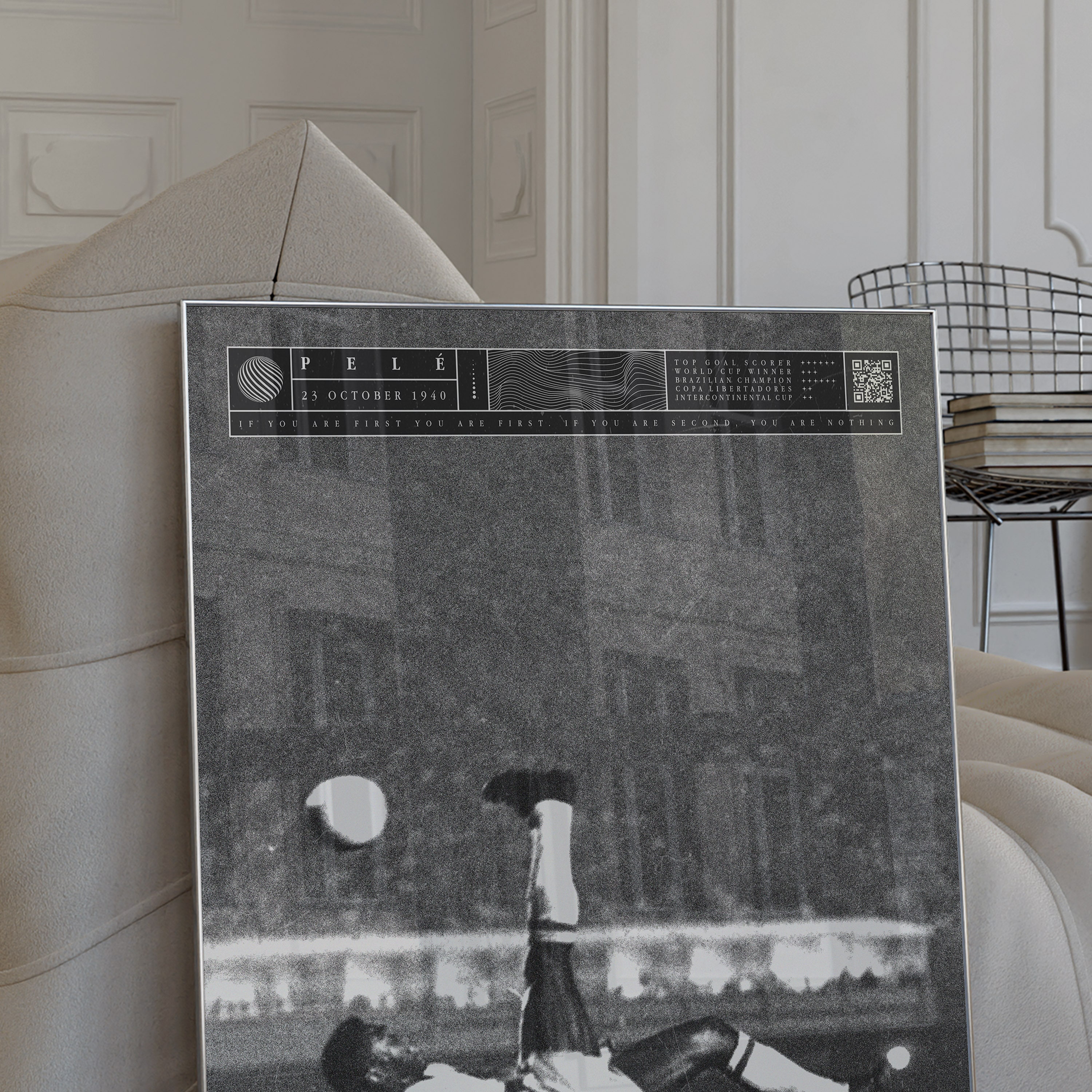 Pelé Poster, Football Art Print, Monochrome, Mid-century Modern - Etsy