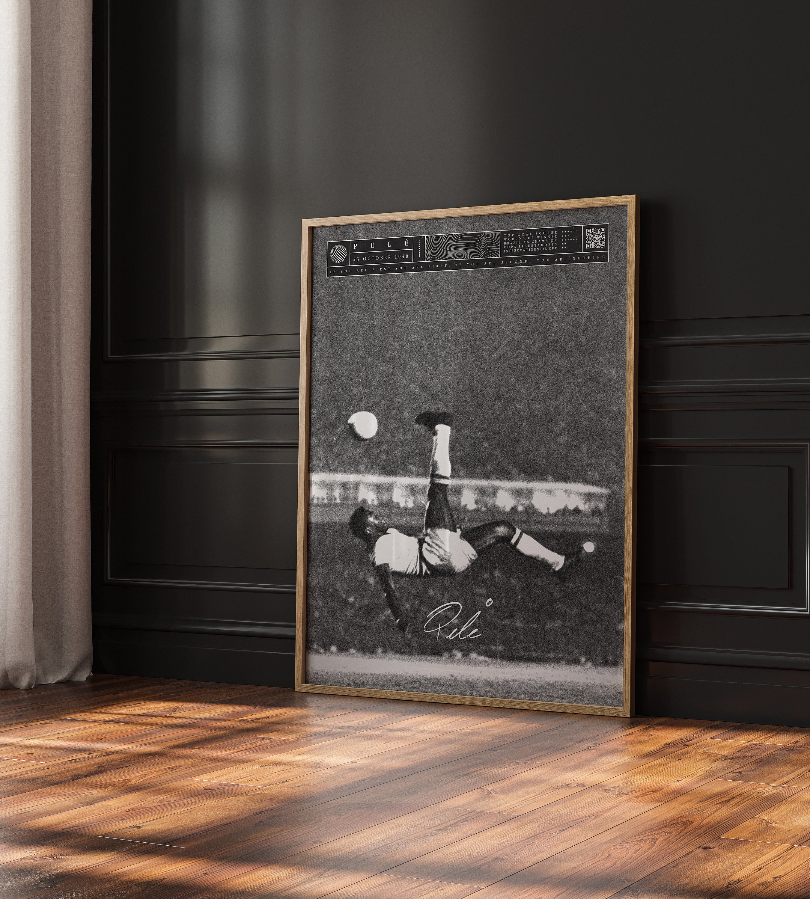 Pelé Poster, Football Art Print, Monochrome, Mid-century Modern - Etsy