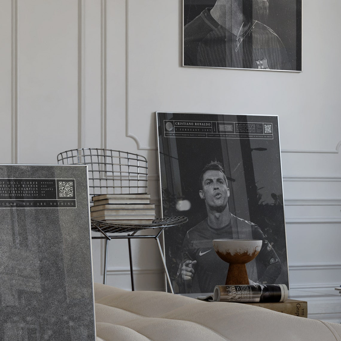 Custom Soccer Player Art Print: Brutalist Black and White Poster ...