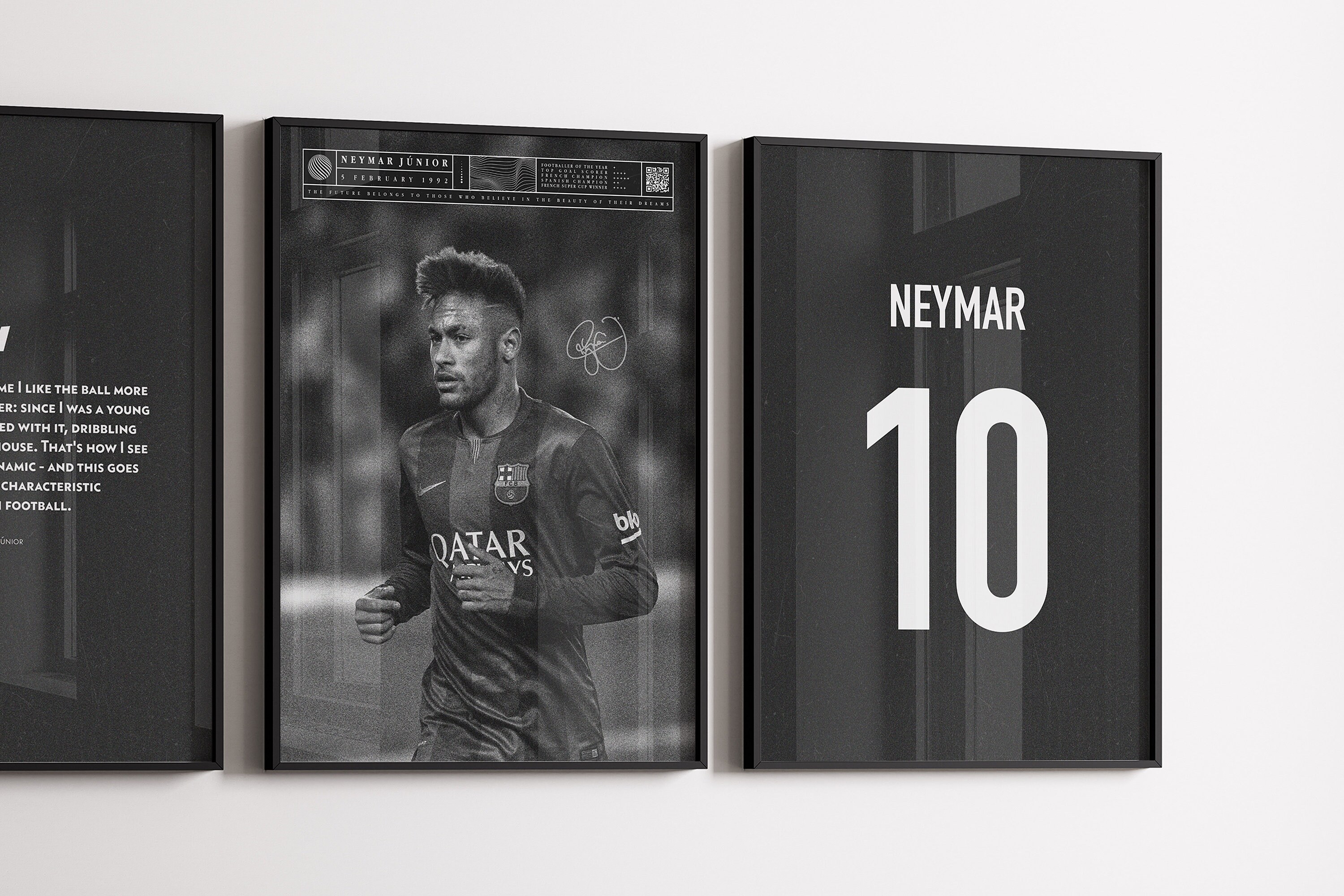 Neymar Junior Poster Bundle: Monochrome Football Art (digital Print) - Etsy
