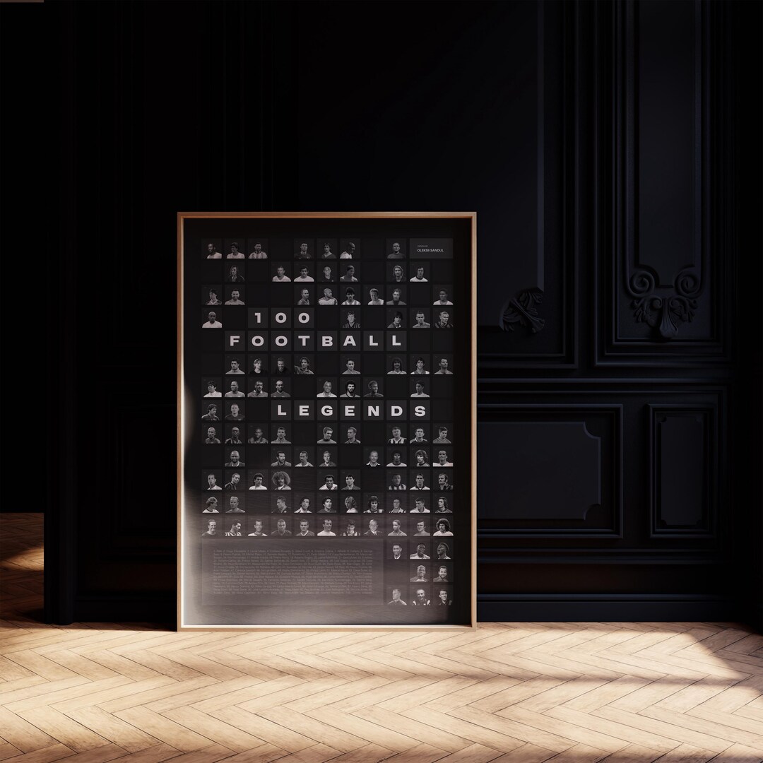 100 Football Legends, Soccer Poster, Sports Print, Gift for Him ...