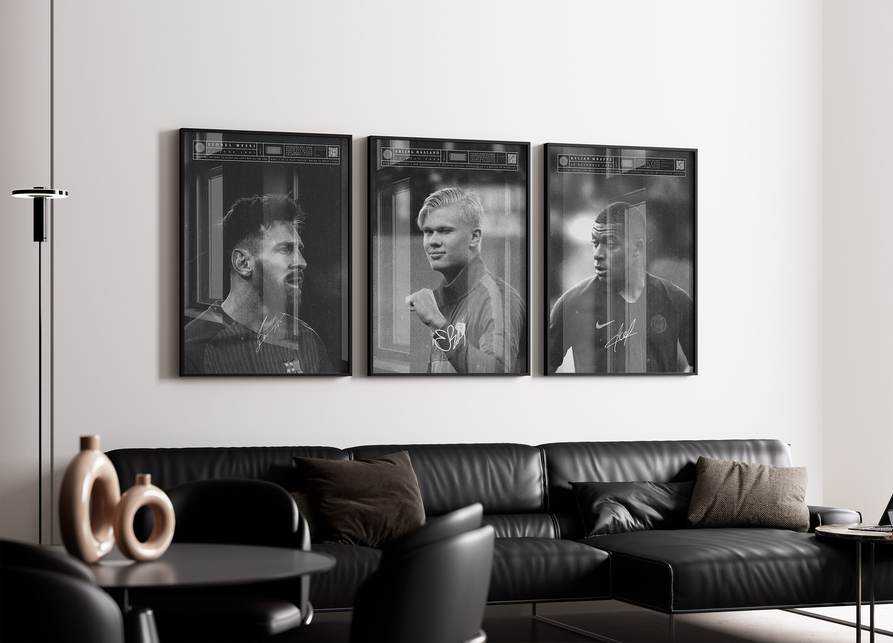 Custom Soccer Player Art Print: Brutalist Black and White Poster ...