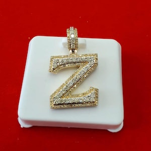 Natural Gold and Diamond Initial Z Pendant - Etsy