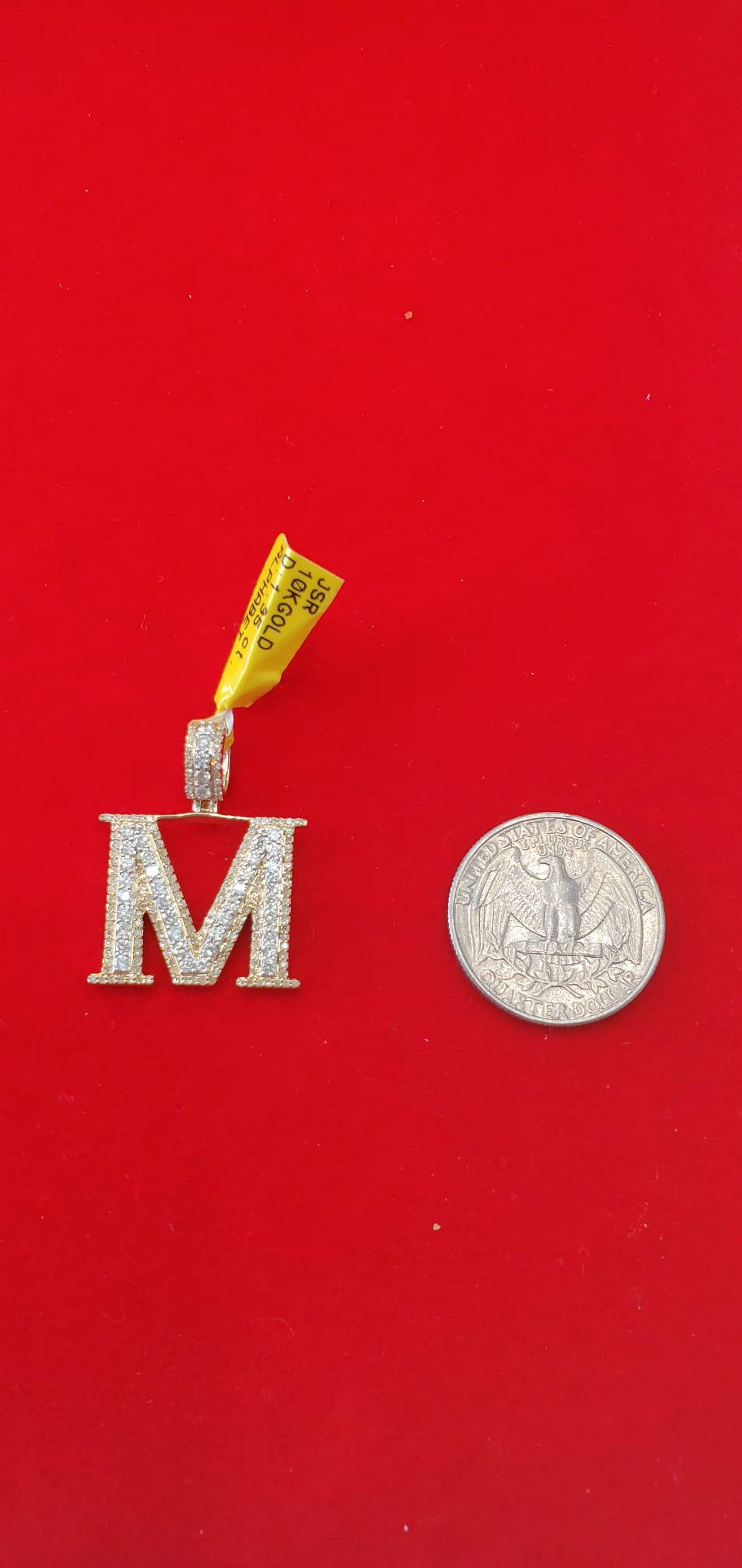 Natural Gold and Diamond Initial M Pendant - Etsy
