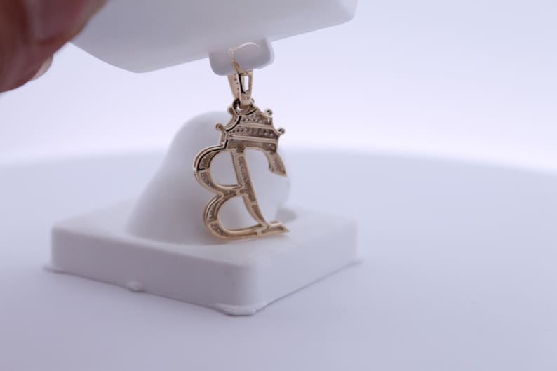 Natural Gold and Diamond Initial B Crown Pendant - Etsy