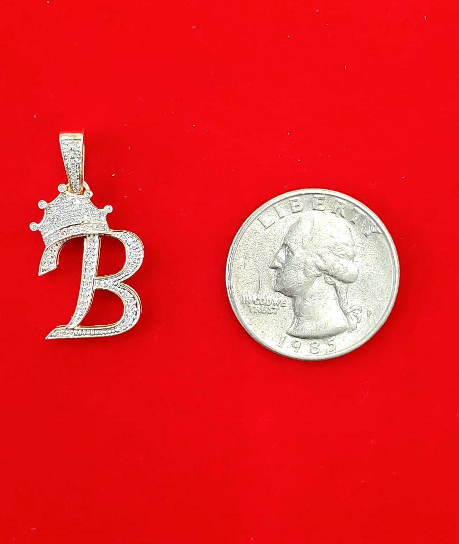 Natural Gold and Diamond Initial B Crown Pendant - Etsy