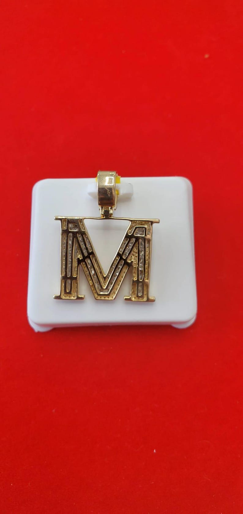 Natural Gold and Diamond Initial M Pendant - Etsy