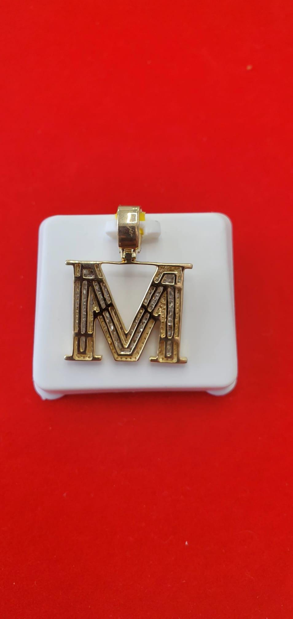 Natural Gold and Diamond Initial M Pendant - Etsy