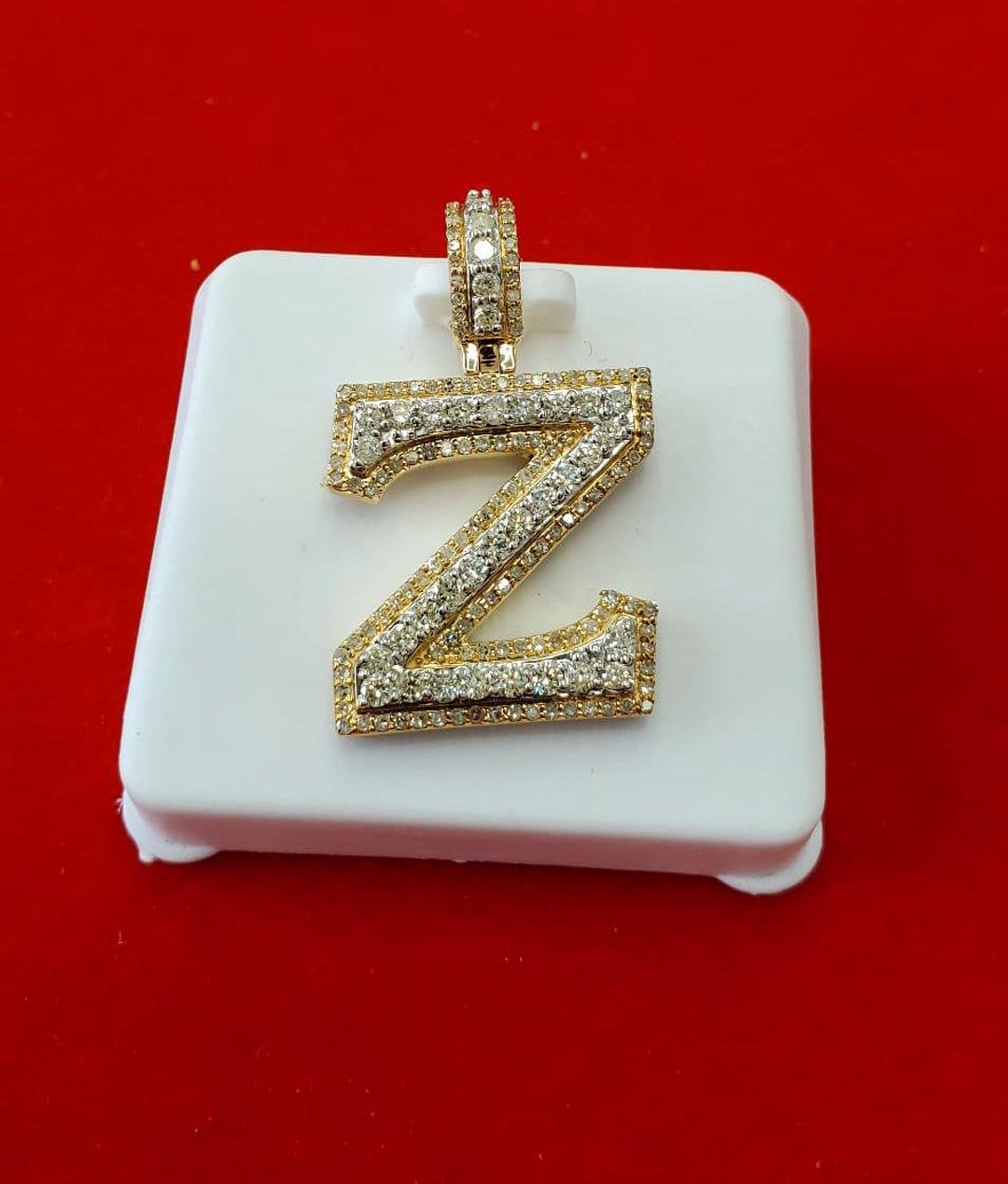 Natural Gold and Diamond Initial Z Pendant - Etsy