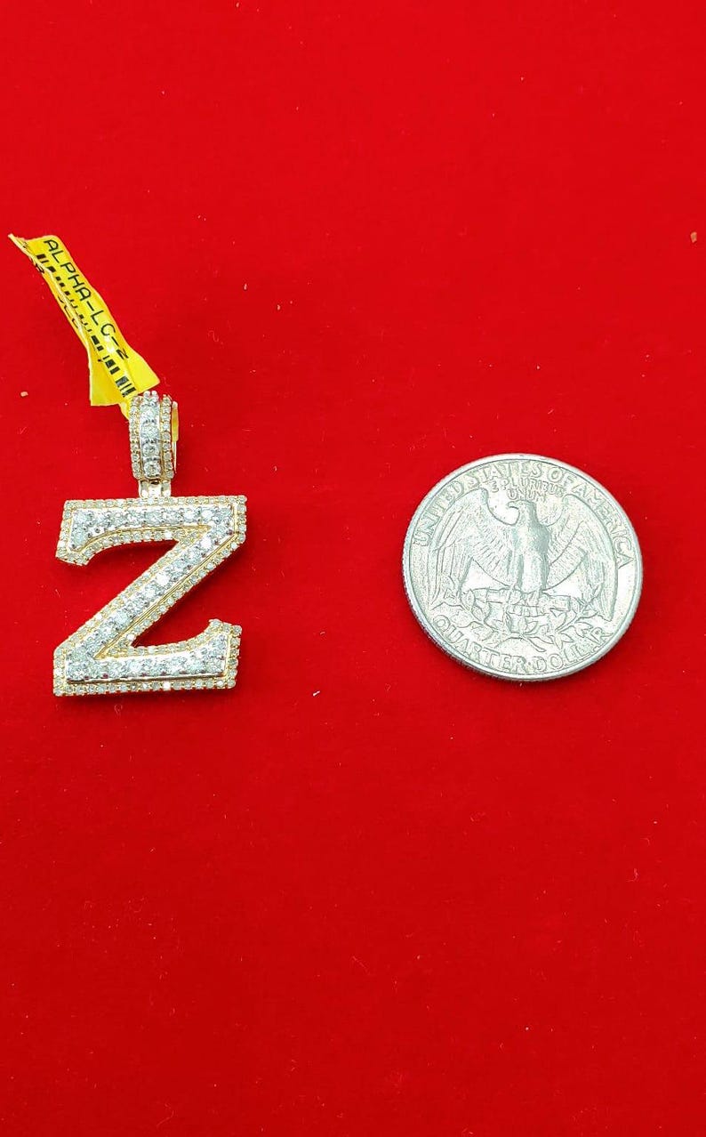 Natural Gold and Diamond Initial Z Pendant - Etsy