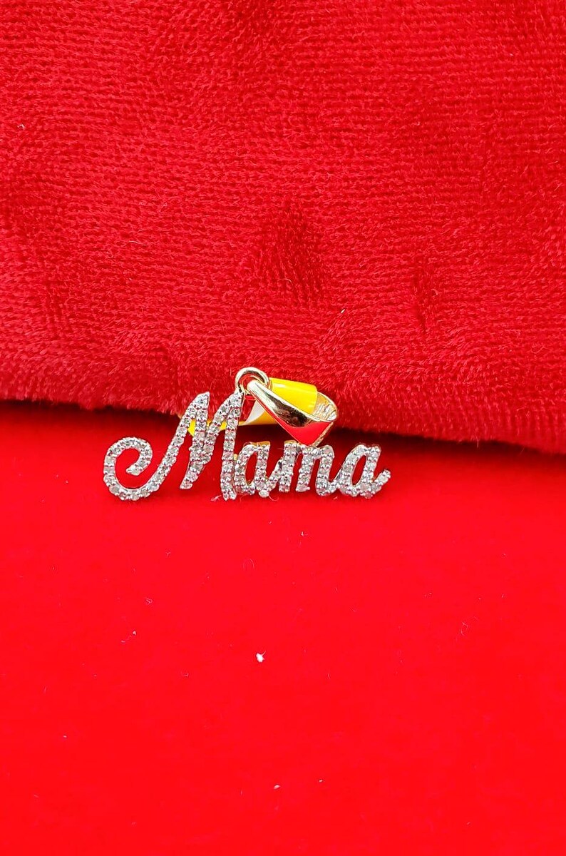 10K GOLD With Natural Diamonds Custom Mama Pendant - Etsy