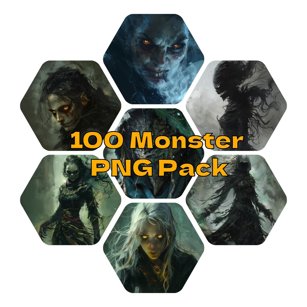 100 Monsters Images for RPG Tabletop Game Pack Adventure Campaign ...