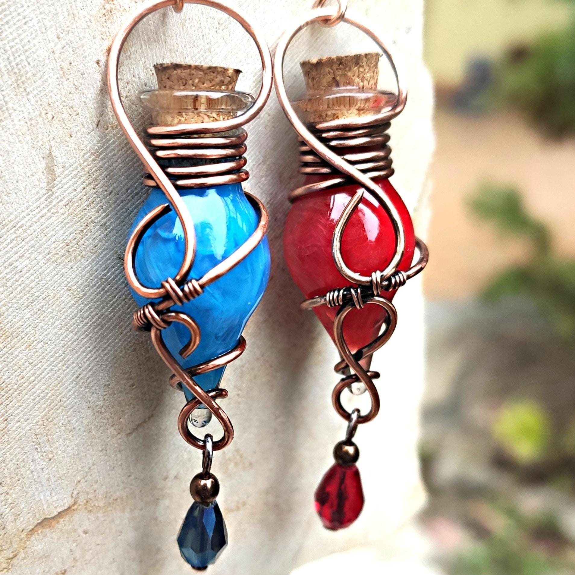 Mana Potion Earrings Mana Vial Jewelry Mana Tiny Bottle Earrings Diablo ...