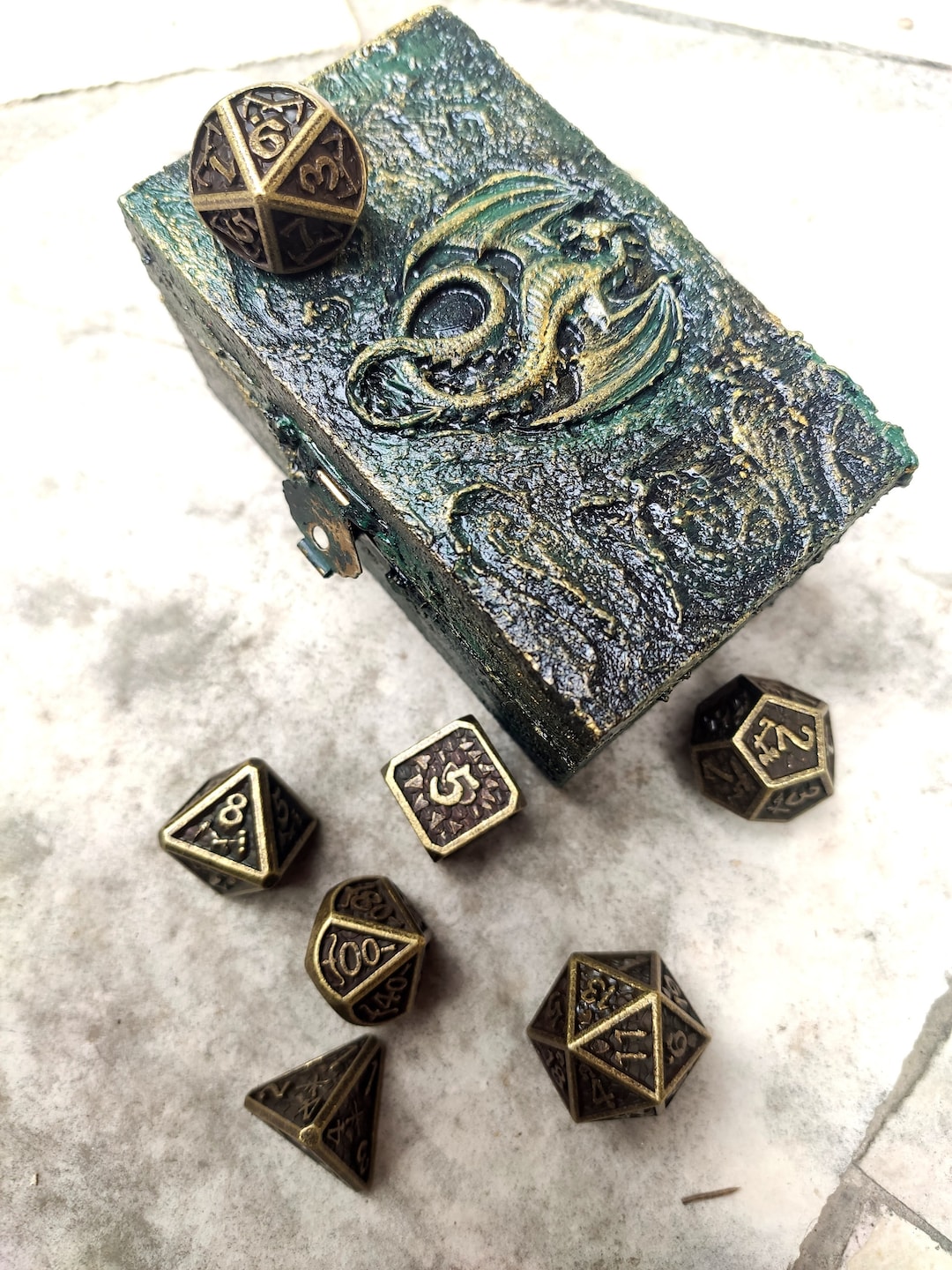 Dnd Dice Box With Dragon With D&D Dice Set Little Dragon Wooden Box - Etsy