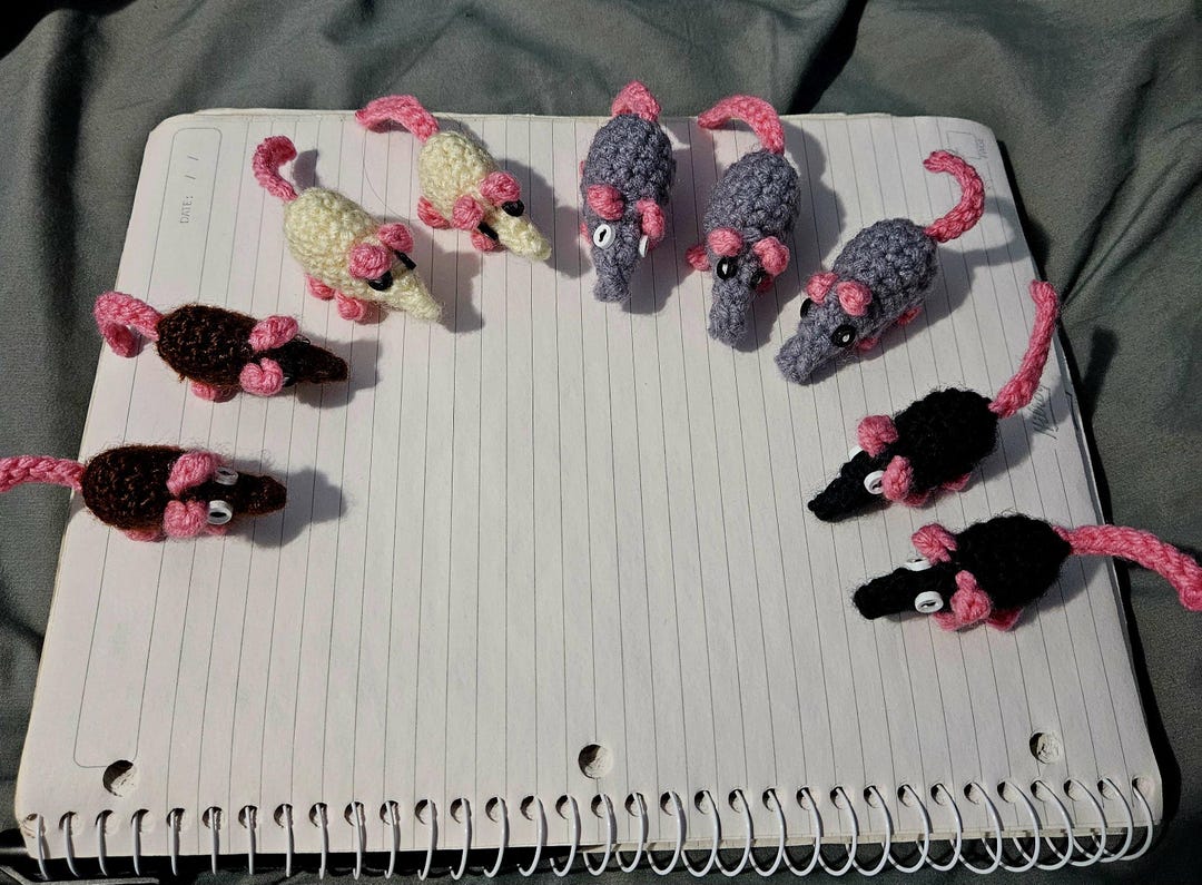 Pre-made Pocket-sized Rats Mini Handmade Plushies Amigurumi Finished ...
