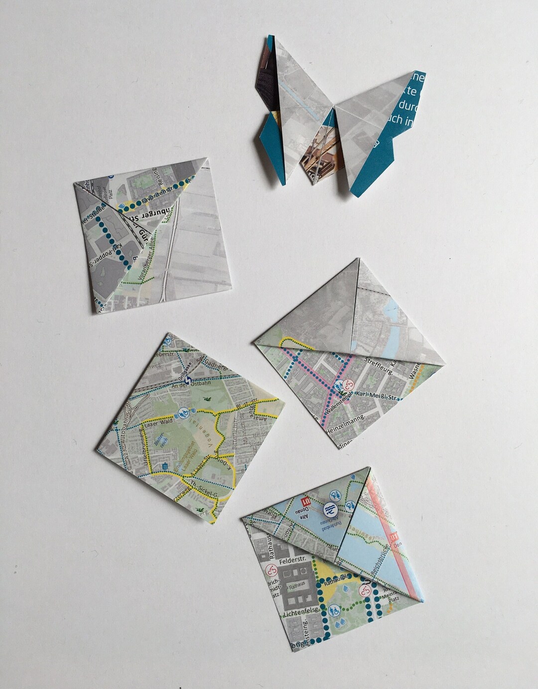 5 Origami Bookmarks Upcycled City Map of Vienna Page Marker - Etsy