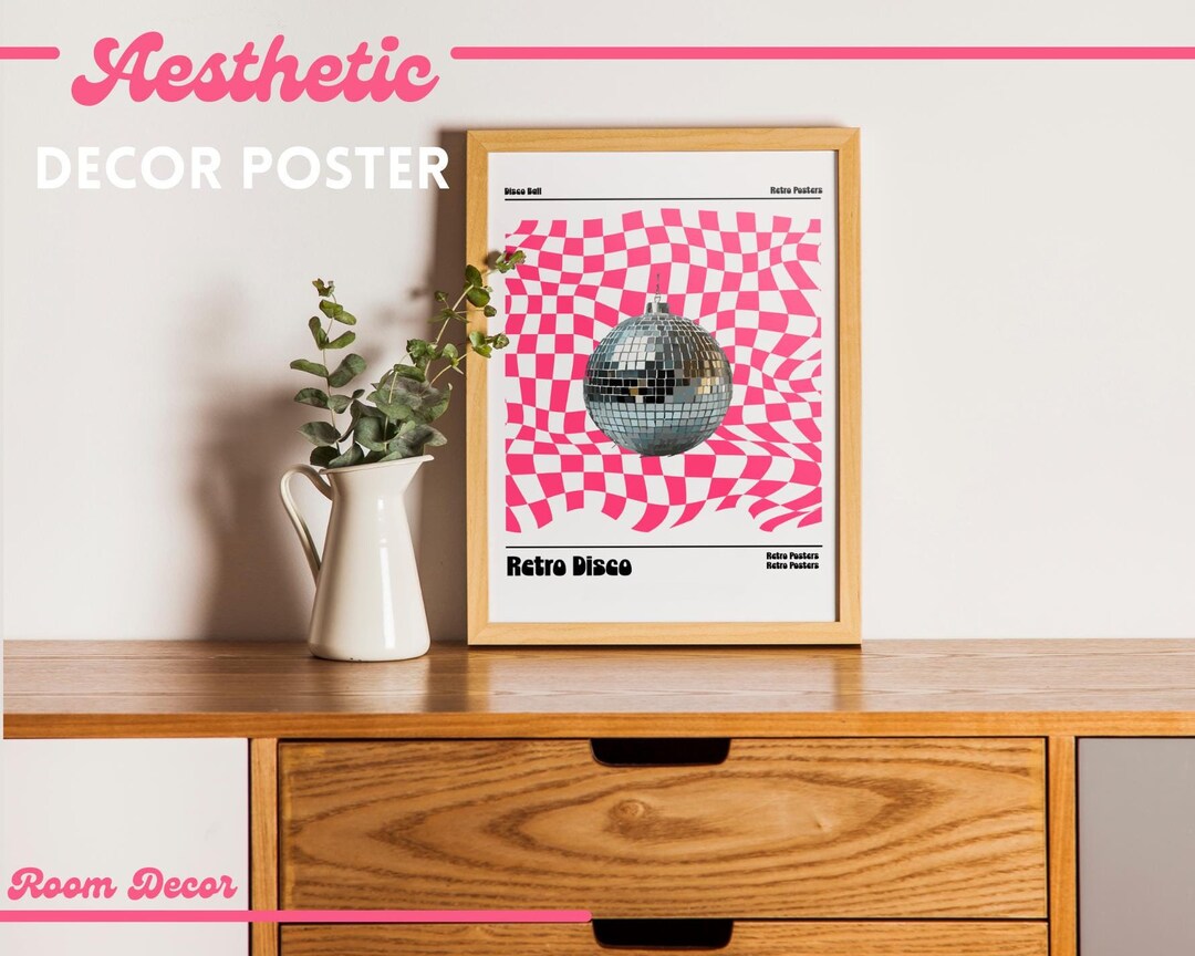 Digital Retro Disco Poster, Aesthetic Wall Art, Retro Wall Decor ...