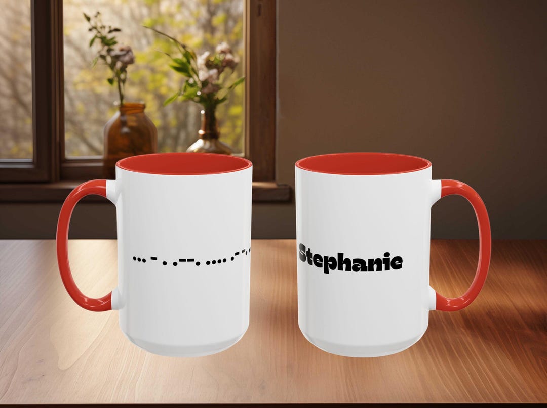 Personalized Morse Code Name Mug Custom 15oz Coffee Cup With Colored ...