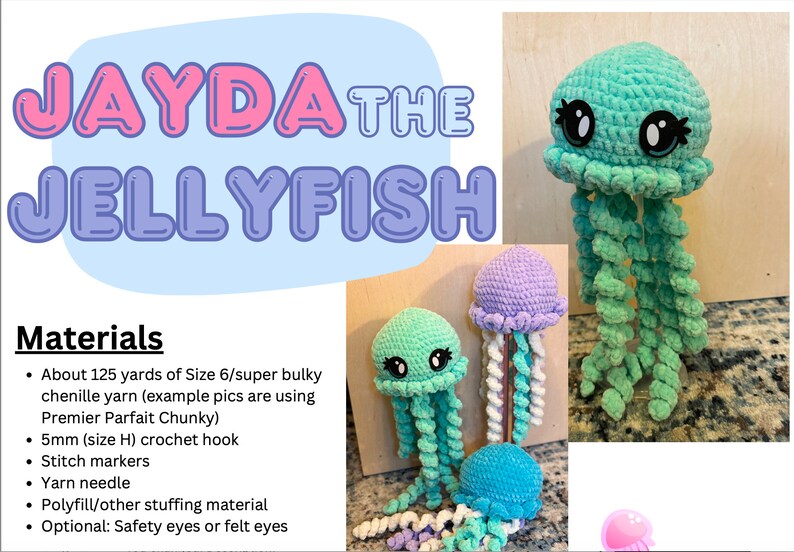 Jayda the Jellyfish DIGITAL PATTERN Amigurumi Crochet - Etsy