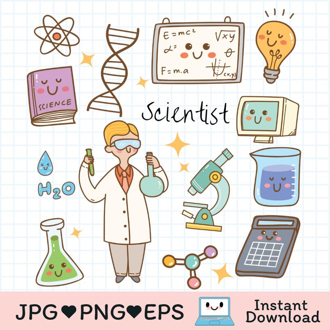 Kawaii Science Clipart | Cute Lab Stickers Png Jpg Eps | Stem Classroom ...