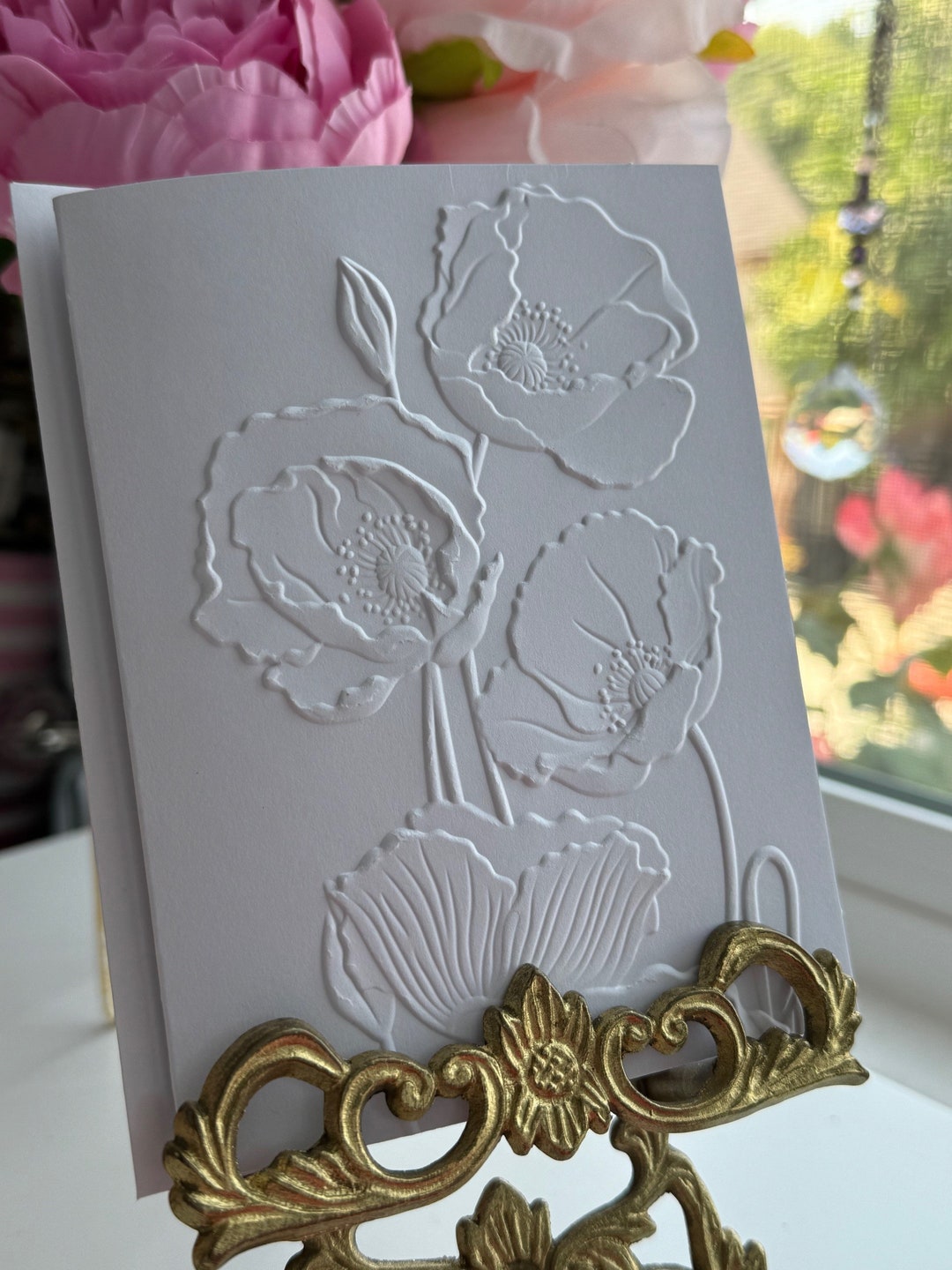 Peaceful Poppies 3D Embossed Cards Blank Notecards Boxed Stationery Set ...