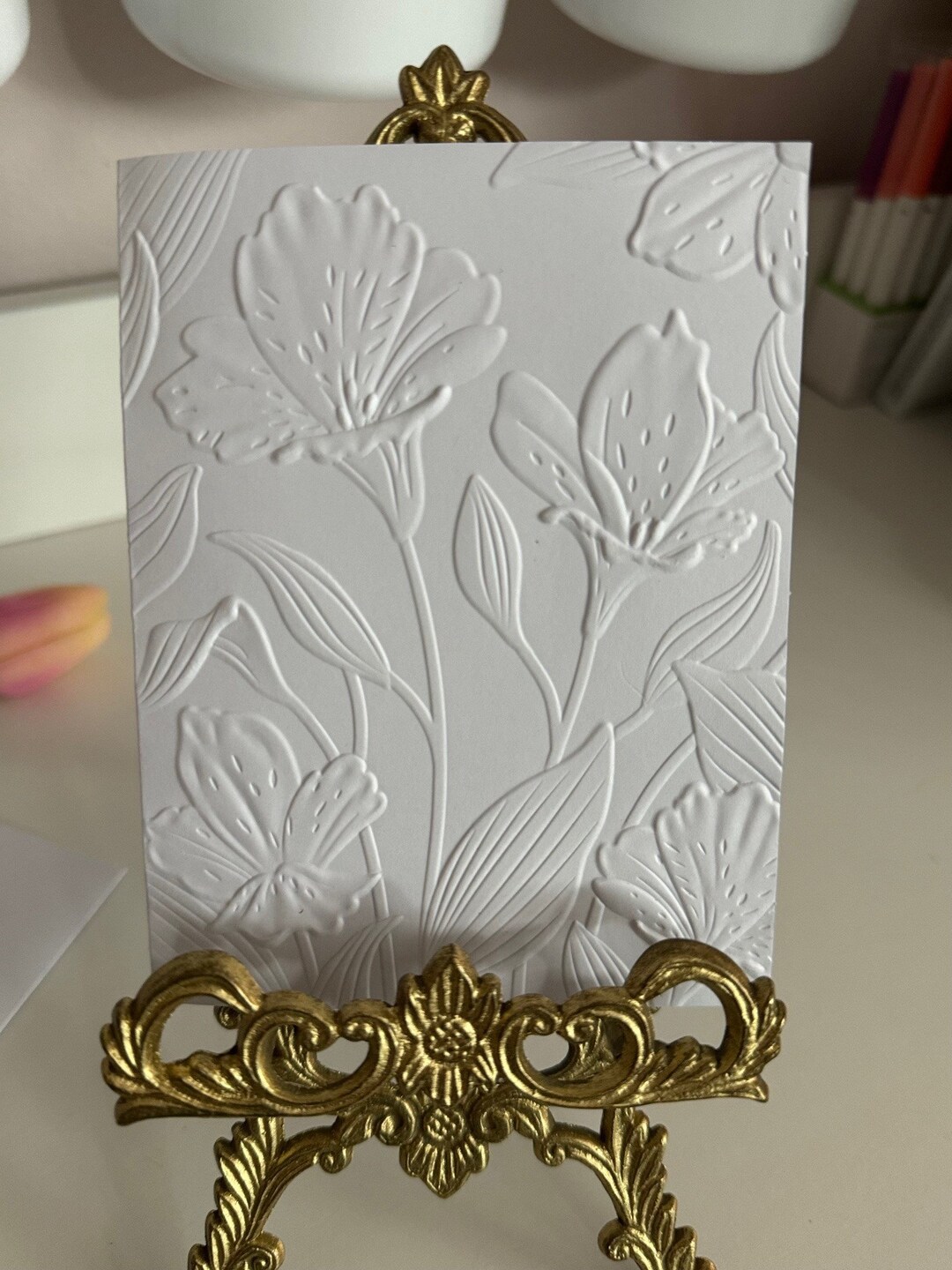 Peruvian Lilly 2.0 Floral Embossed Cards Blank Note Cards Boxed ...