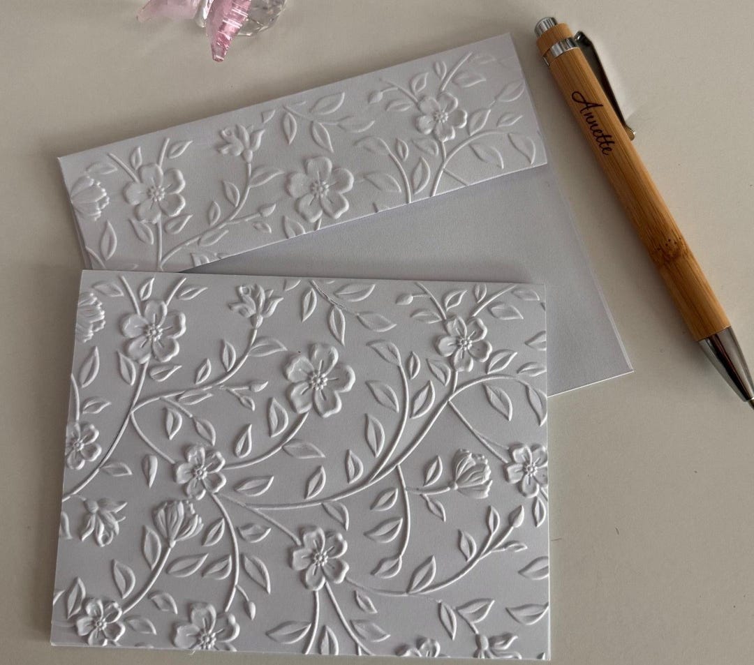 Floral Vines 3d Embossed Boxed Cards Stationery Set - Etsy