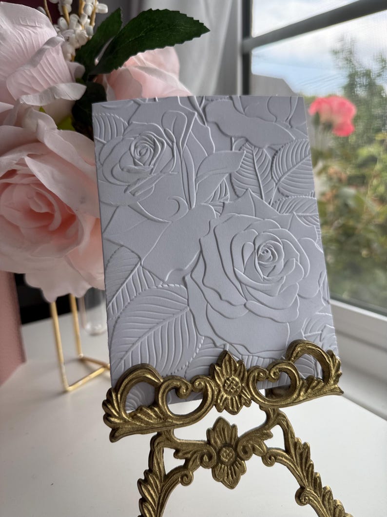 Rose Garden Blank Floral Embossed Cards Stationery Set - Etsy