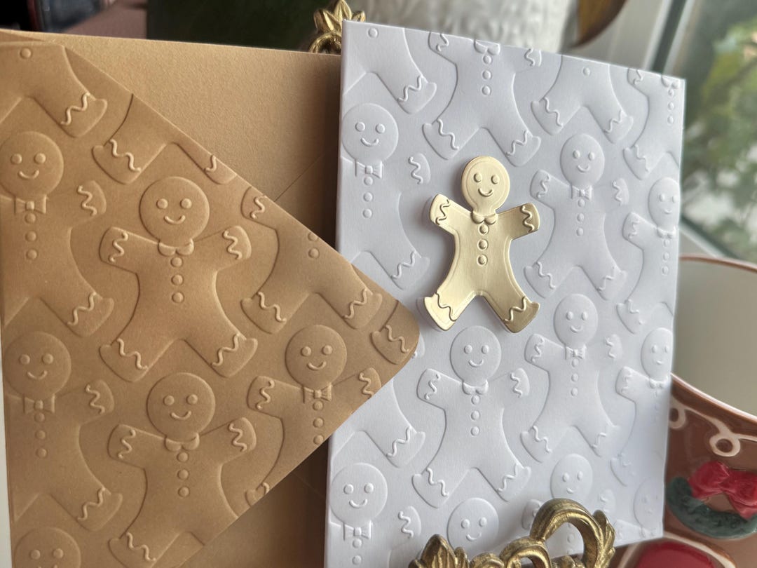 Gingerbread Man Embossed Boxed Christmas Holiday Thank You Cards; Set ...